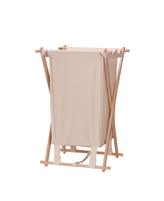Household Essentials Collapsible Wood X-Frame Laundry Hamper - Macy's