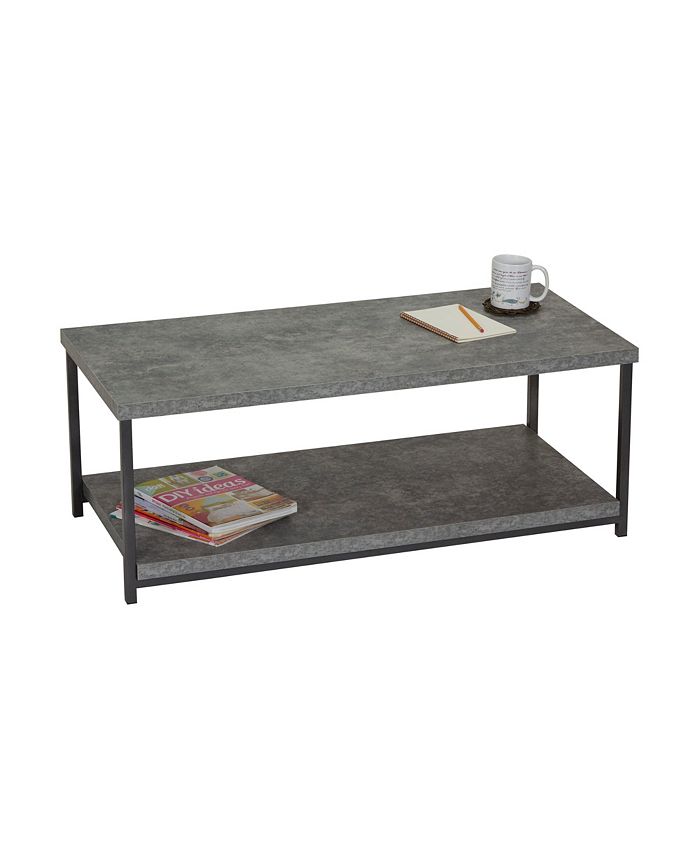 Household Essentials Slate Faux Concrete Coffee Table with Storage ...
