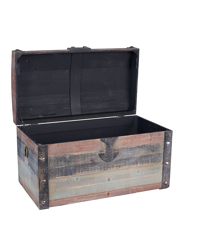 Household Essentials Small Weathered Wooden Storage Trunk - Macy's