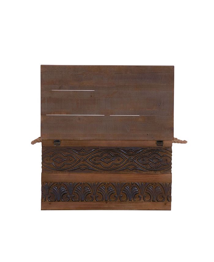 Household Essentials Small Metal Banded Wooden Storage Trunk - Macy's