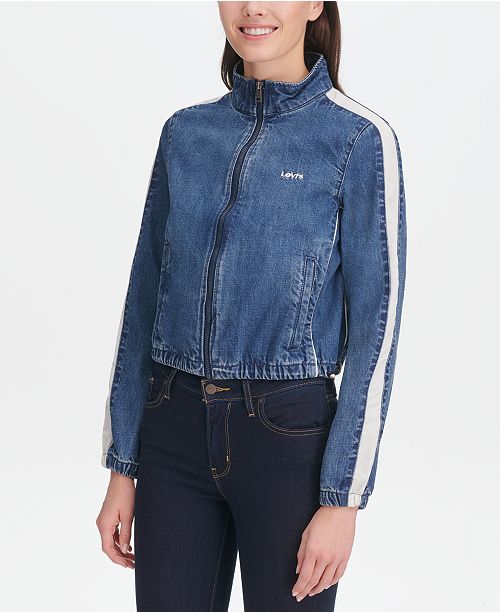 Levi's Women's Striped-Sleeve Cropped Bomber Jacket & Reviews - Women ...