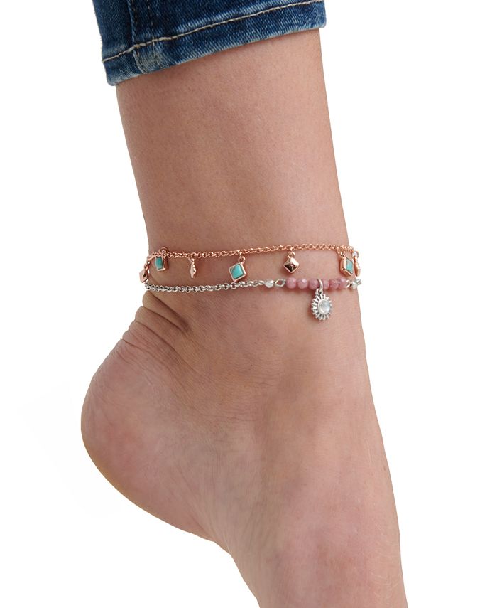 Lucky Brand Two-Tone 2-Pc. Set Anklet, Created for Macy's - Macy's