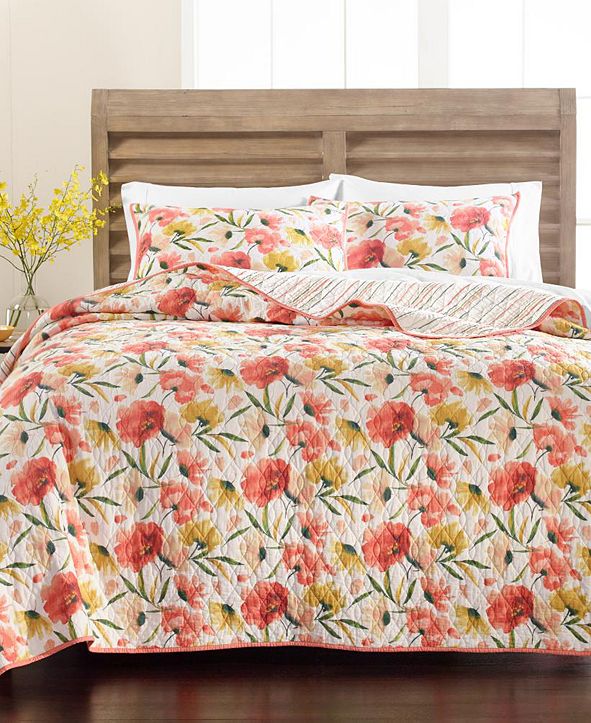 Martha Stewart Collection Sunset Floral Full/Queen Quilt, Created for ...
