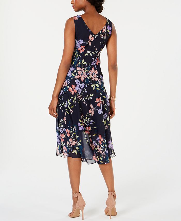 Robbie Bee Petite Floral Printed Chiffon Midi Dress - Macy's