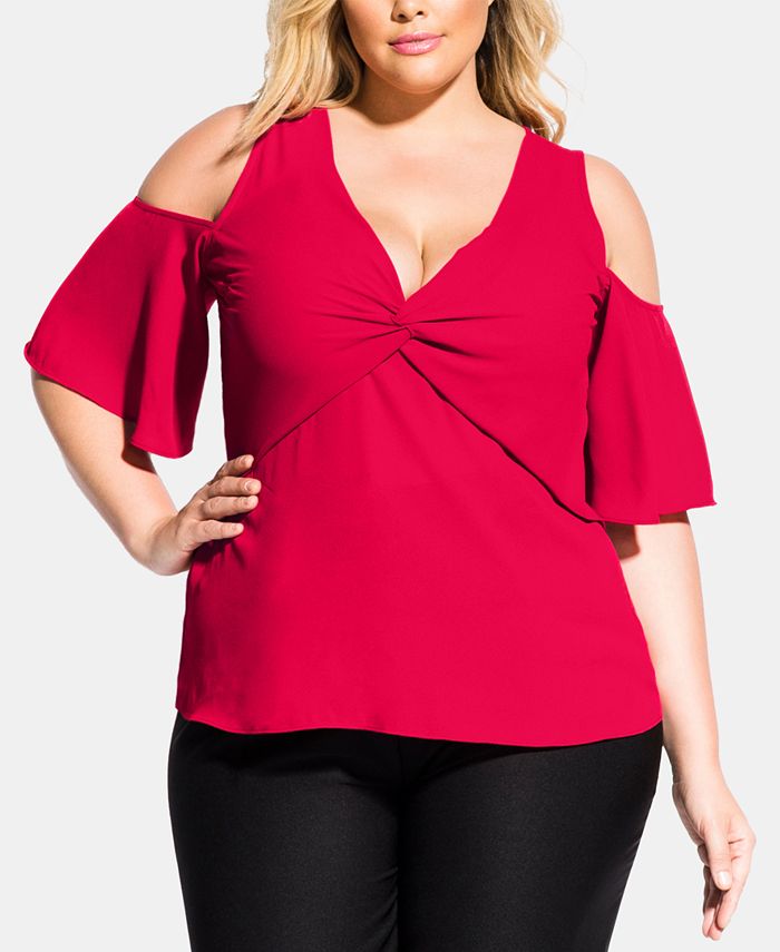 City Chic Trendy Plus Size Cold Shoulder Twist Top Macys