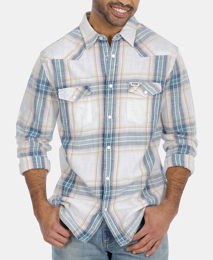 Wrangler Men's Western Plaid Shirt - Macy's