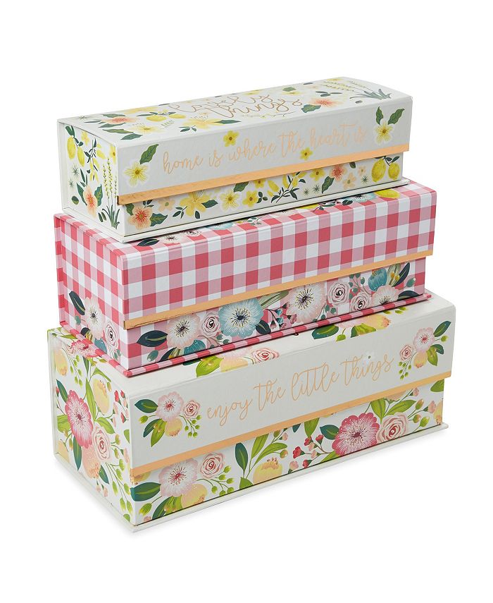 Tri-Coastal Design Set of 3 Nested Rectangular Tab Boxes - Macy's