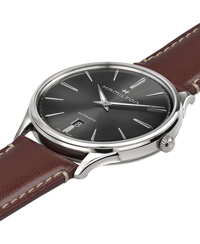 Hamilton Men's Swiss Automatic Jazzmaster Thinline Red Leather Strap ...