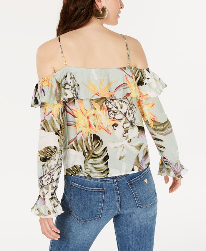 GUESS Dorthy Printed Off-The-Shoulder Top - Macy's