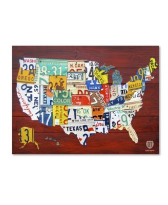 Design Turnpike 'License Plate Map USA' Canvas Art - 19" x 14" x 2 ...