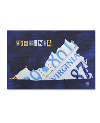 Design Turnpike 'Virginia License Plate Map' Canvas Art - 47" x 30" x 2 ...