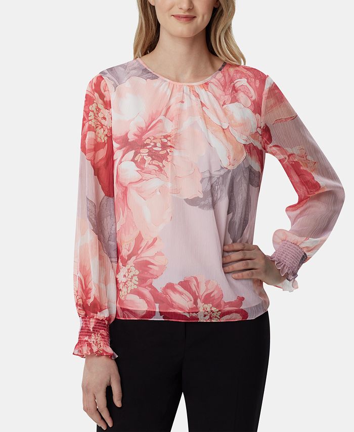 Tahari ASL Floral Textured Top - Macy's