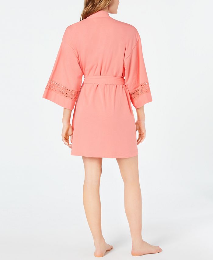 Charter Club Embroidered Lace Soft Knit Robe, Created for Macy's - Macy's