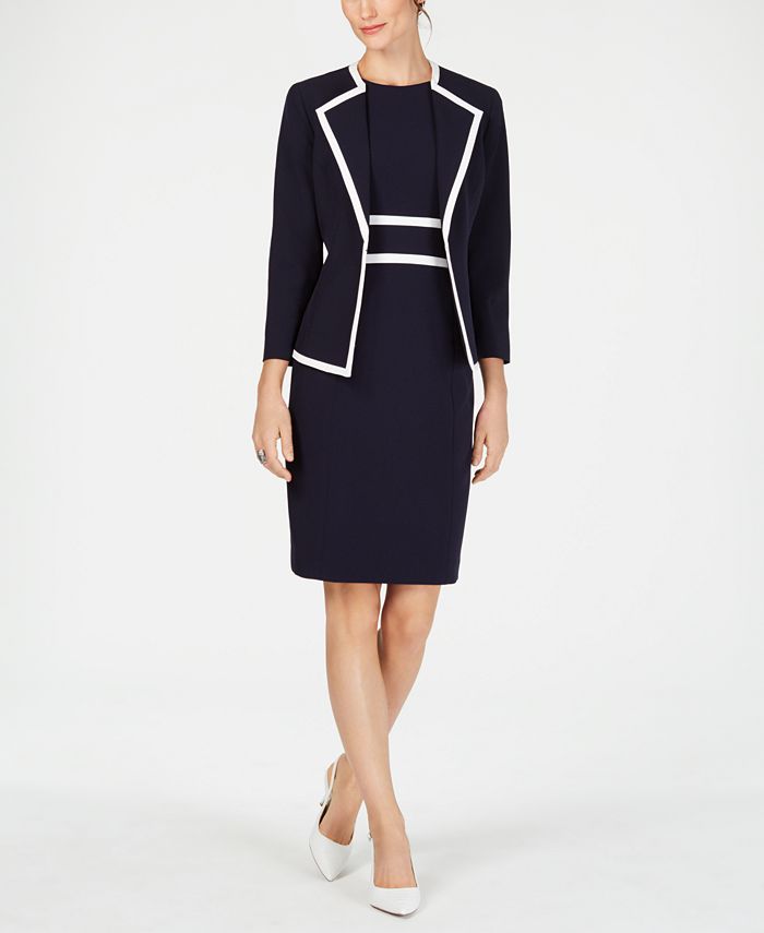 Le Suit Piped Crepe Dress Suit - Macy's