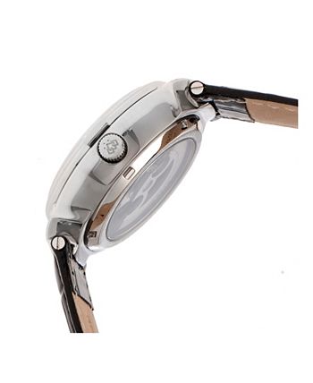 Empress Francesca Automatic Black Leather Watch 35mm - Macy's