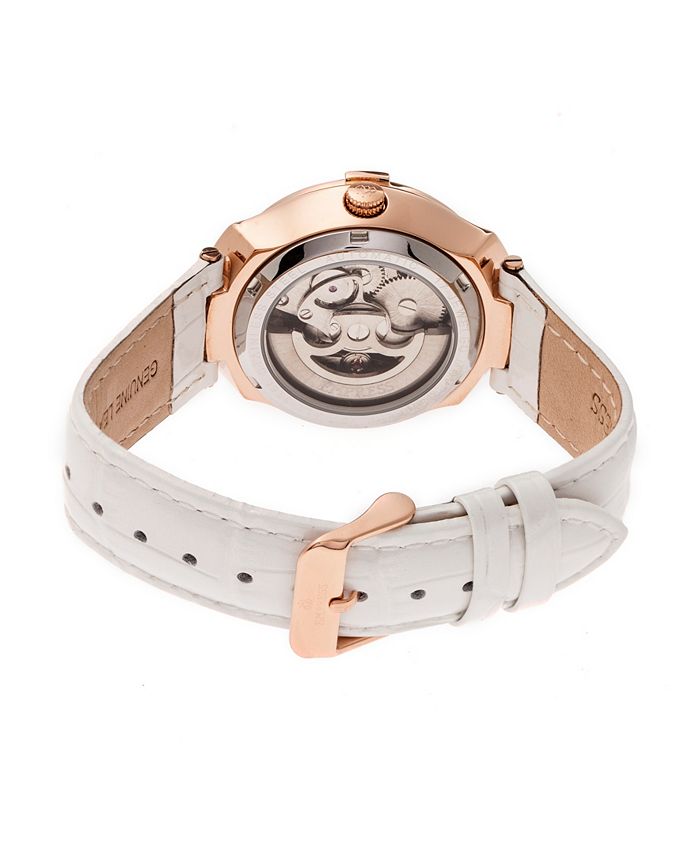 Empress Francesca Automatic White Leather Watch 35mm - Macy's