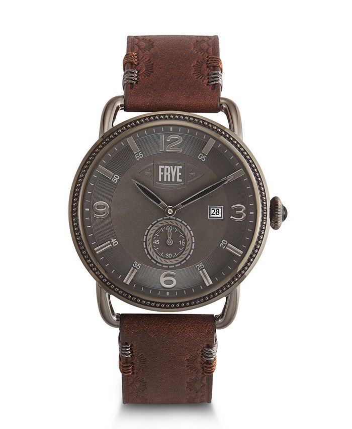 Frye Mens' Weston Cognac Leather Strap Watch - Macy's