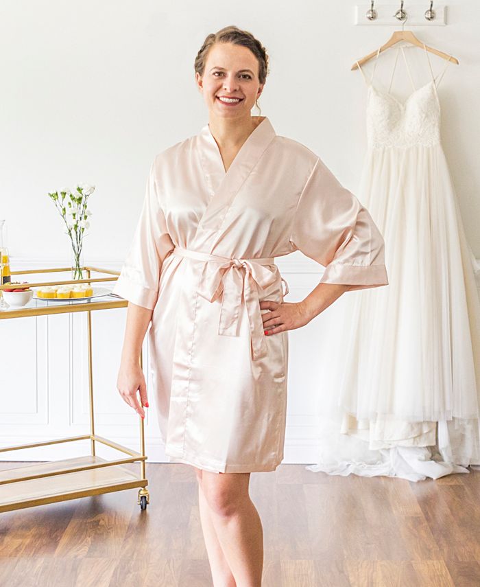 Cathy's Concepts Bride Blush Satin Robe - Macy's