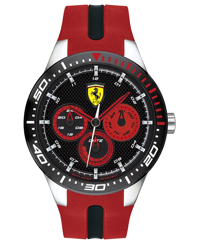 Ferrari Men's RedRev Red Silicone Strap Watch 46mm - Macy's