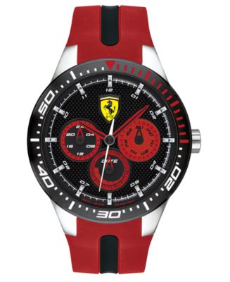 Ferrari Men's RedRev Red Silicone Strap Watch 46mm - Macy's