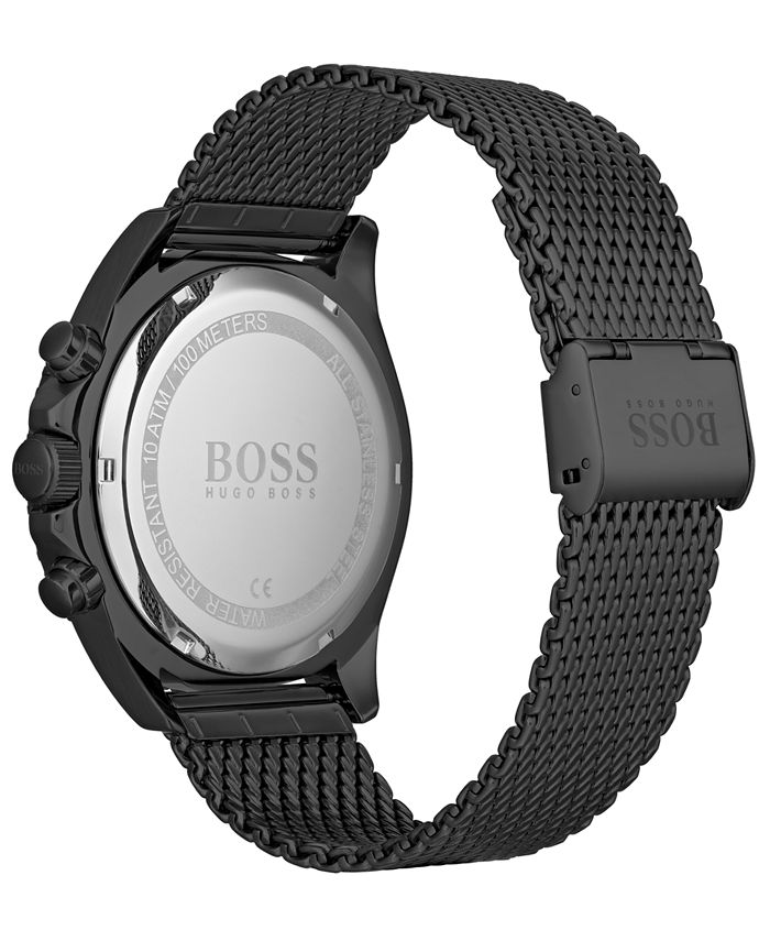 BOSS Men's Chronograph Ocean Edition Gray Stainless Steel Mesh Bracelet ...