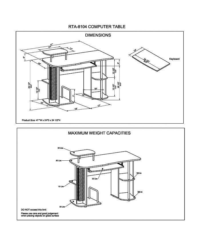 RTA Products Techni Mobili Complete Computer Workstation Desk - Macy's