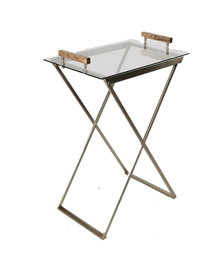 Mind Reader Glass Table with Removable Glass Tray For Serving Purposes ...