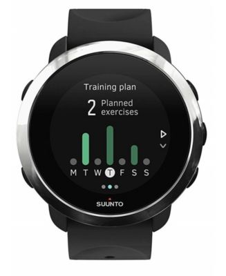 Suunto 3 Fitness Watch, Black Silicone Band with a Square Face and a ...