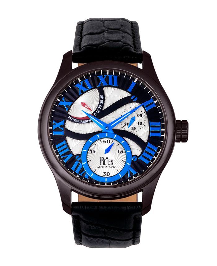 Reign Bhutan Automatic Black Case, Black and Blue Dial, Genuine Black ...