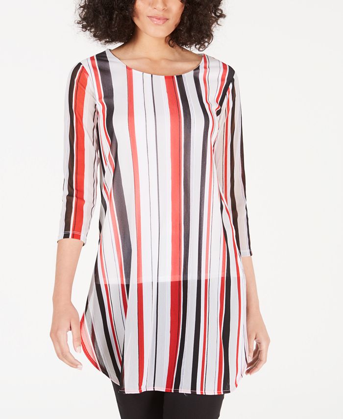 Alfani Striped Super Tunic, Created for Macy's & Reviews - Tops - Women ...
