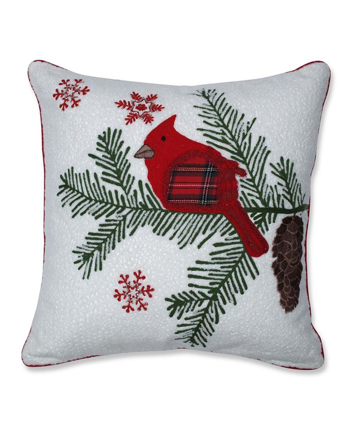 Pillow Perfect Cardinal and Pinecone 18" Throw Pillow - Macy's