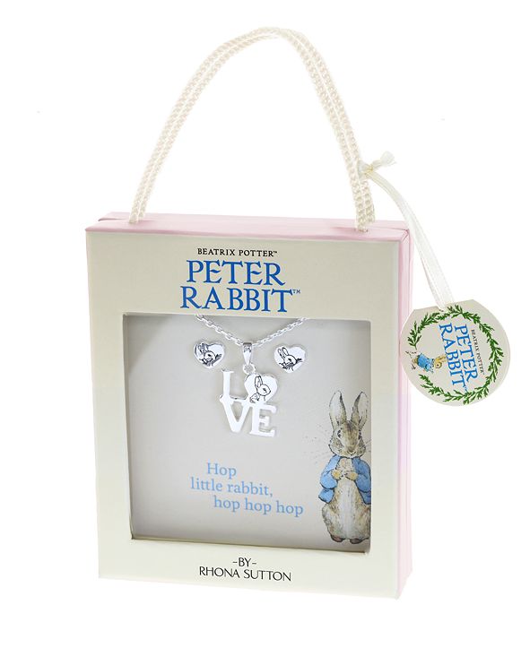 Rhona Sutton Beatrix Potter Peter Rabbit LOVE Pendant and Earring Set ...