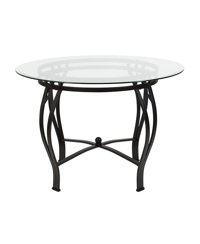 Offex 42" Round Glass Dining Table with Metal Frame - Macy's