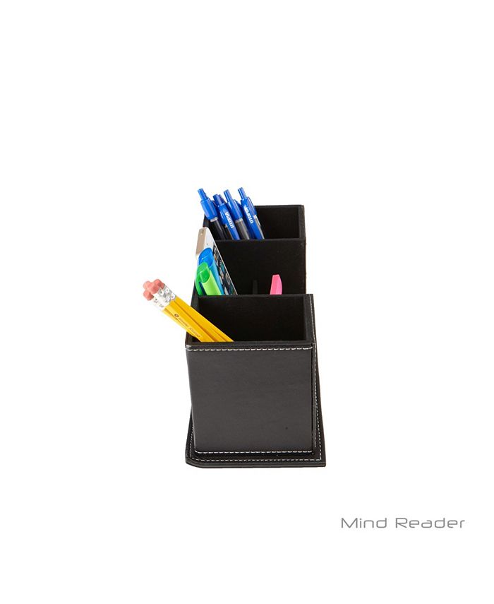Mind Reader Faux Leather 4 Compartment Desk Organizer - Macy's
