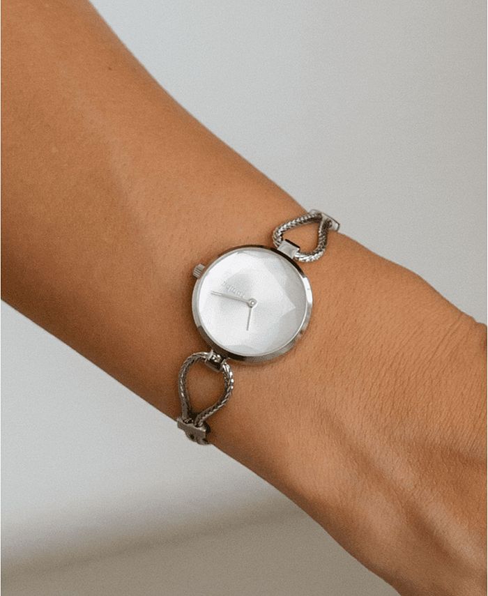 RUMBATIME Gramercy Round Gem Cut Stainless Steel Silver Mesh Watch - Macy's