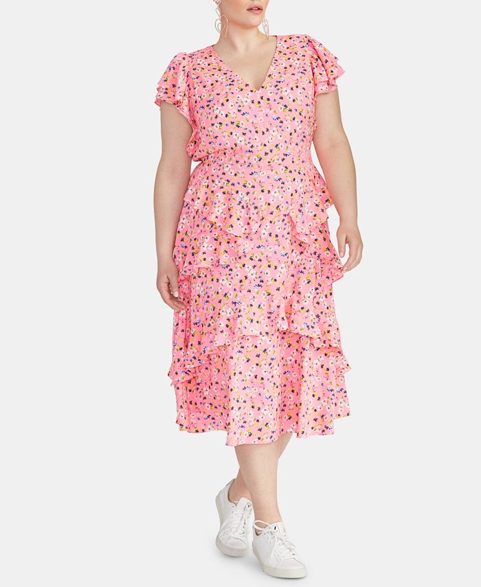 RACHEL Rachel Roy Plus Size Ruffled Floral-Print Dress - Macy's