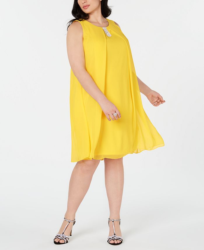 MSK Plus Size Rhinestone-Trim A-Line Dress - Macy's