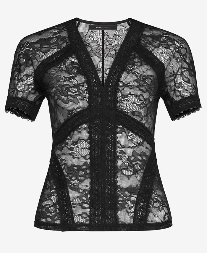 BCBGMAXAZRIA Lace Bodycon Top - Macy's