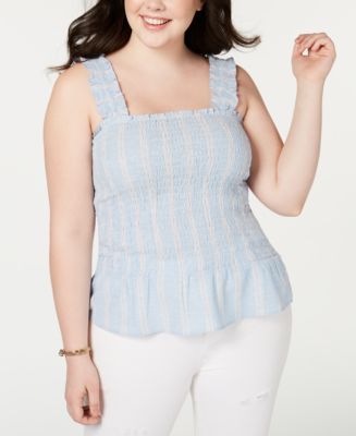 Planet Gold Trendy Plus Size Smocked Tank Top - Macy's