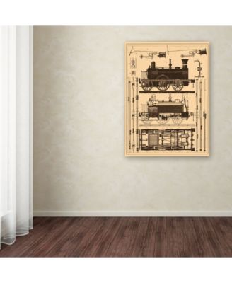 Trademark Global Vintage Apple Collection 'Locomotive Blueprint' Canvas ...