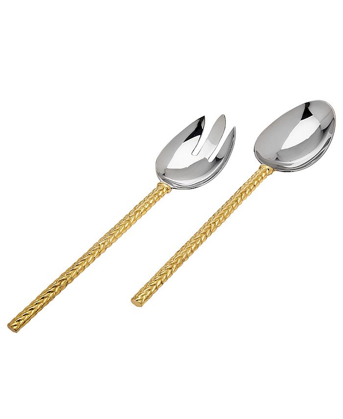 Godinger CLOSEOUT! Herringbone Salad Spoon & Fork - Macy's