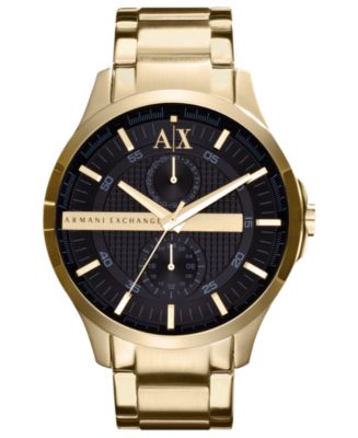 A|X Armani Exchange Watch, Men's Yellow Gold Ion Plated Stainless Steel ...