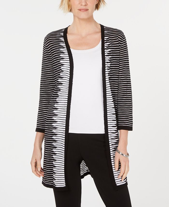 Kasper Striped Open-Front Cardigan - Macy's
