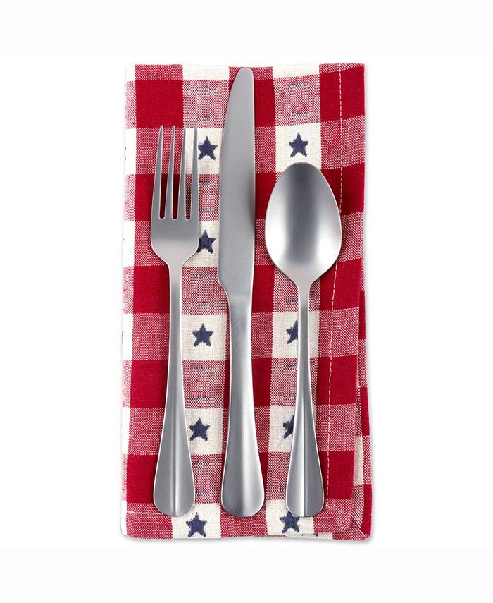 Design Imports Star Check Napkin Set of 6 - Macy's
