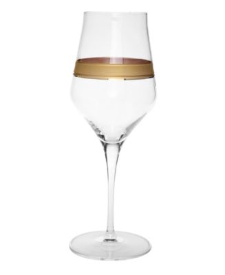 Classic Touch Set of 6 Wine Glasses with 14K Gold Striped Design - Macy's