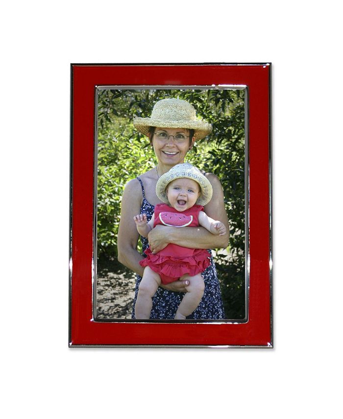 Lawrence Frames Silver Plated Metal with Red Enamel Picture Frame - 4 ...
