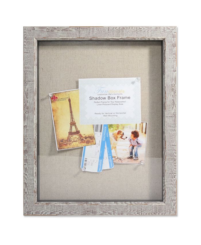 Lawrence Frames Weathered Birch Shadow Box - Linen Display Area - 11" x ...
