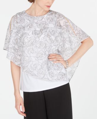MSK Embellished Overlay Top - Macy's