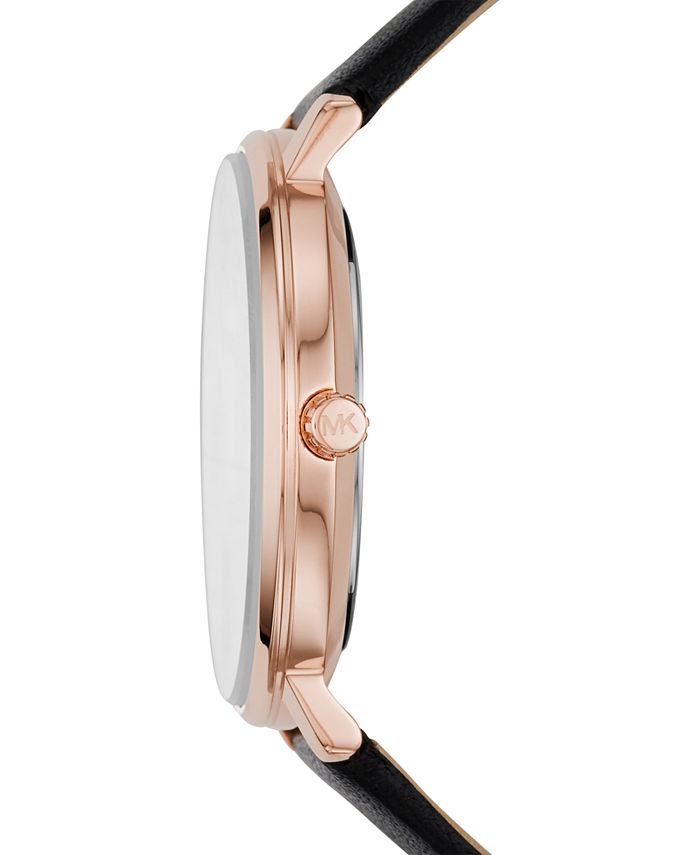 Michael Kors Women's Pyper Black Leather Strap Watch 38mm - Macy's