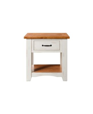 Martin Svensson Home Rustic Collection End Table, Antique White And ...